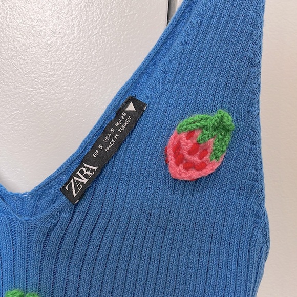 Zara | Tops | Zara Embroidered Fruit Knit Top | Poshmark